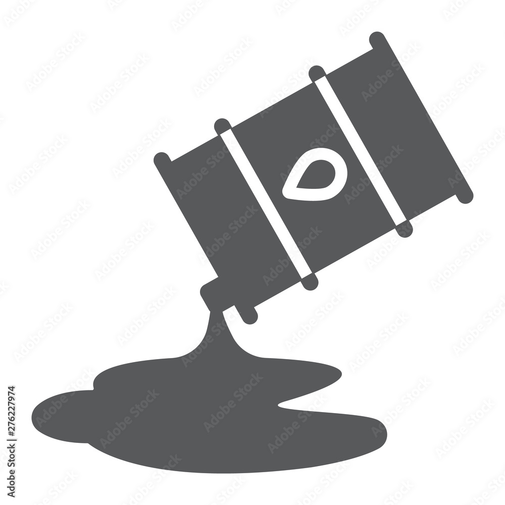 Oil spill glyph icon, fuel and storage, oil barrel sign, vector ...