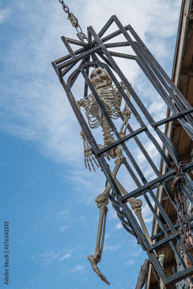 The human skeleton in a prison cell. Prisoner, pirate Stock Photo ...