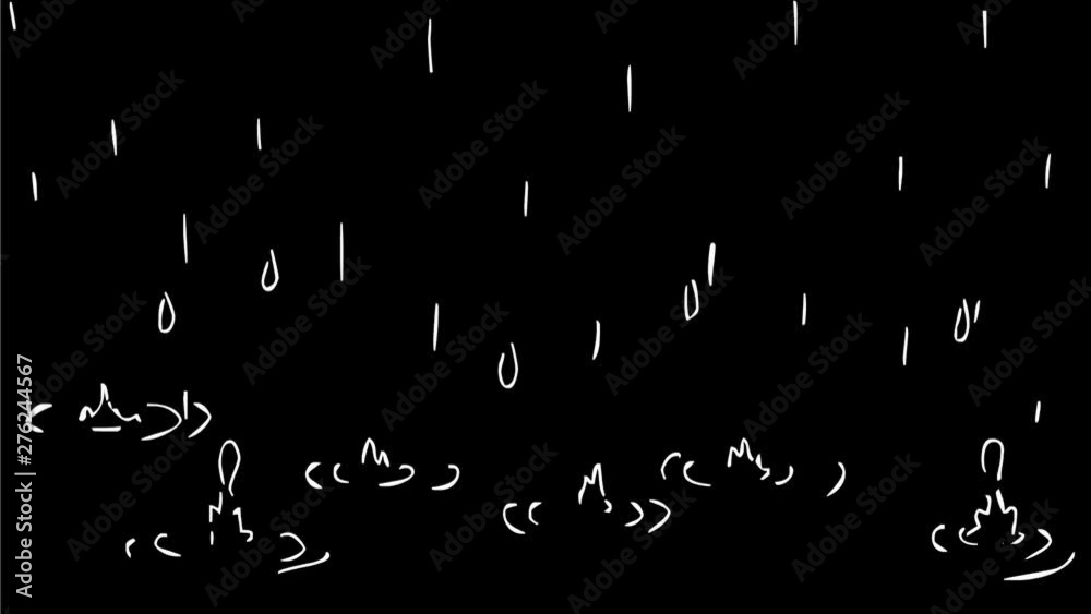 2d Animation motion graphics drawing of a raindrops, rain or rainfall ...