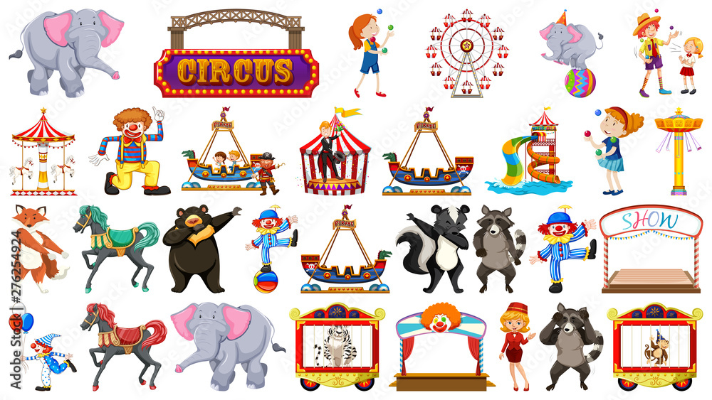 Large circus themed set Stock Vector | Adobe Stock