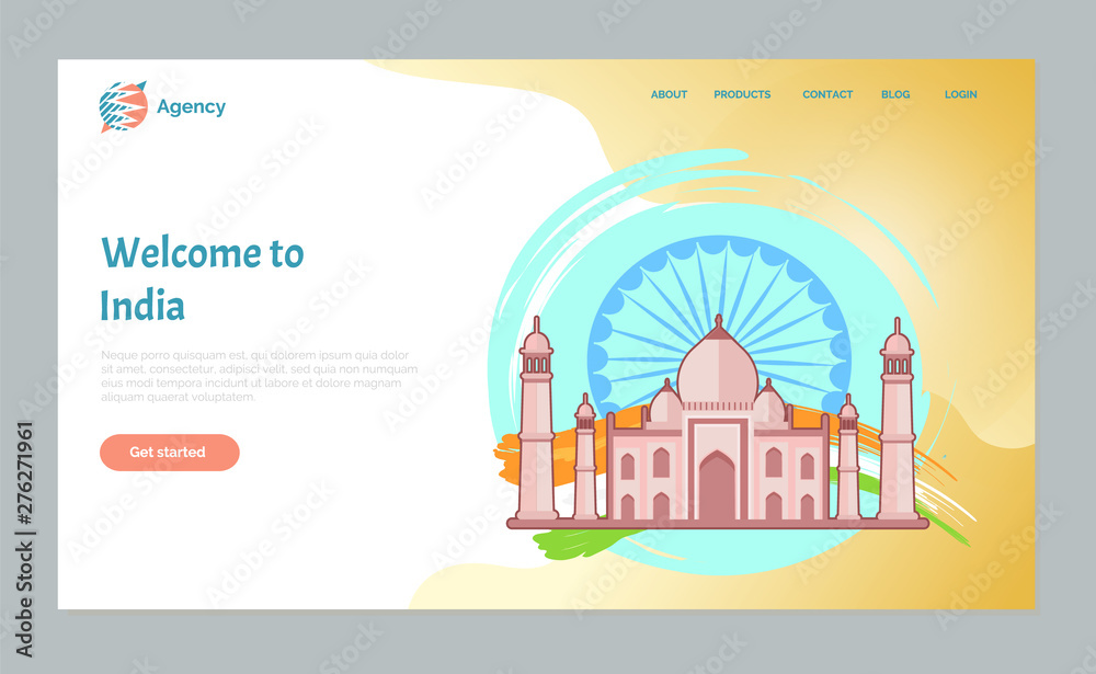 Welcome to India vector, time to travel. Cultural indian heritage ...