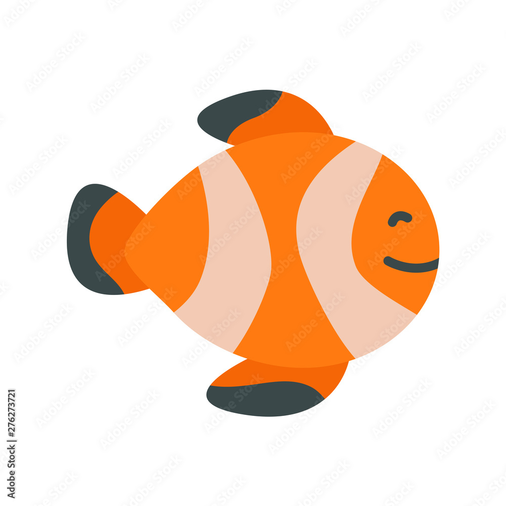 Clown nemo fish icon. Flat illustration colored vector isolated icons ...