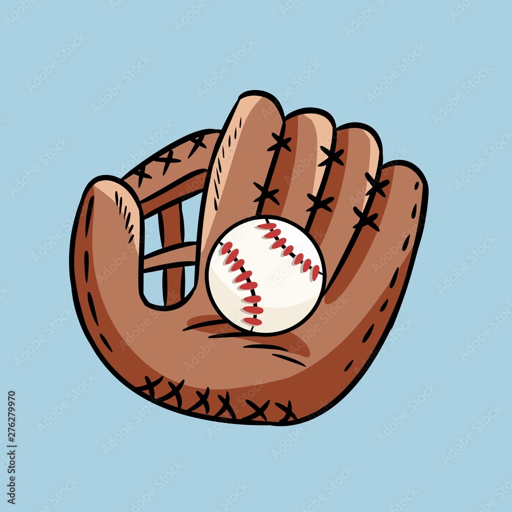 How To Draw A Cartoon Baseball Glove