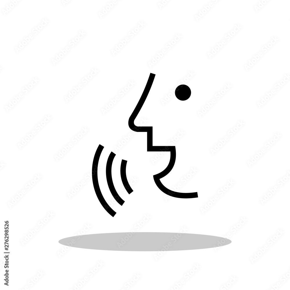 Voice recognition icon in trendy flat style. Voice command symbol for ...