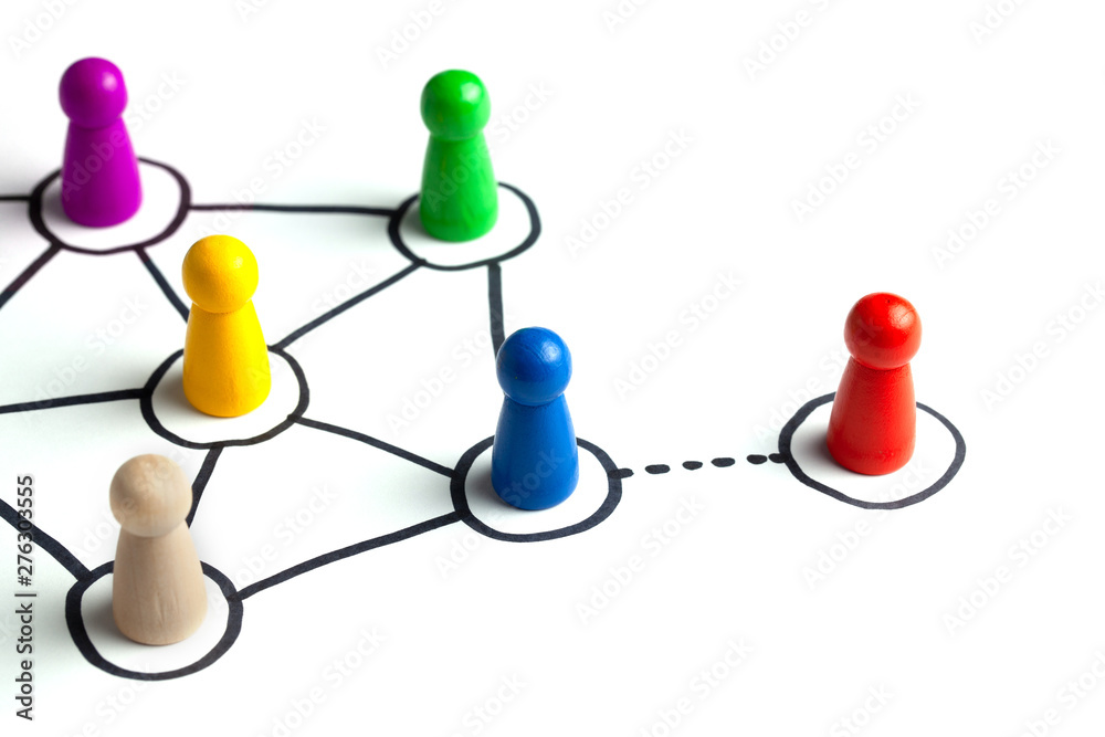 Communication in a business team online and with each other. Social ...