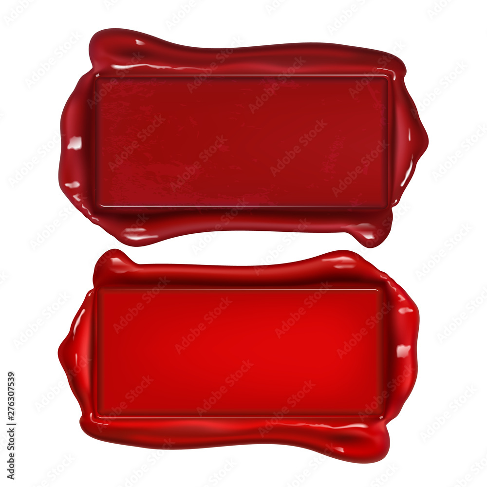 Vintage Rectangular Red Wax Seal Copy Space Vector. Stylish Blank Wax ...