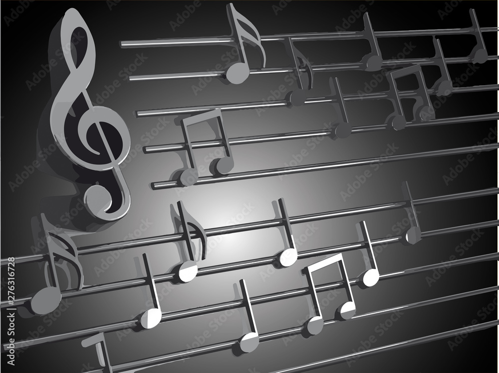 Vector image of musical notes and musical signs of abstract music sheet ...
