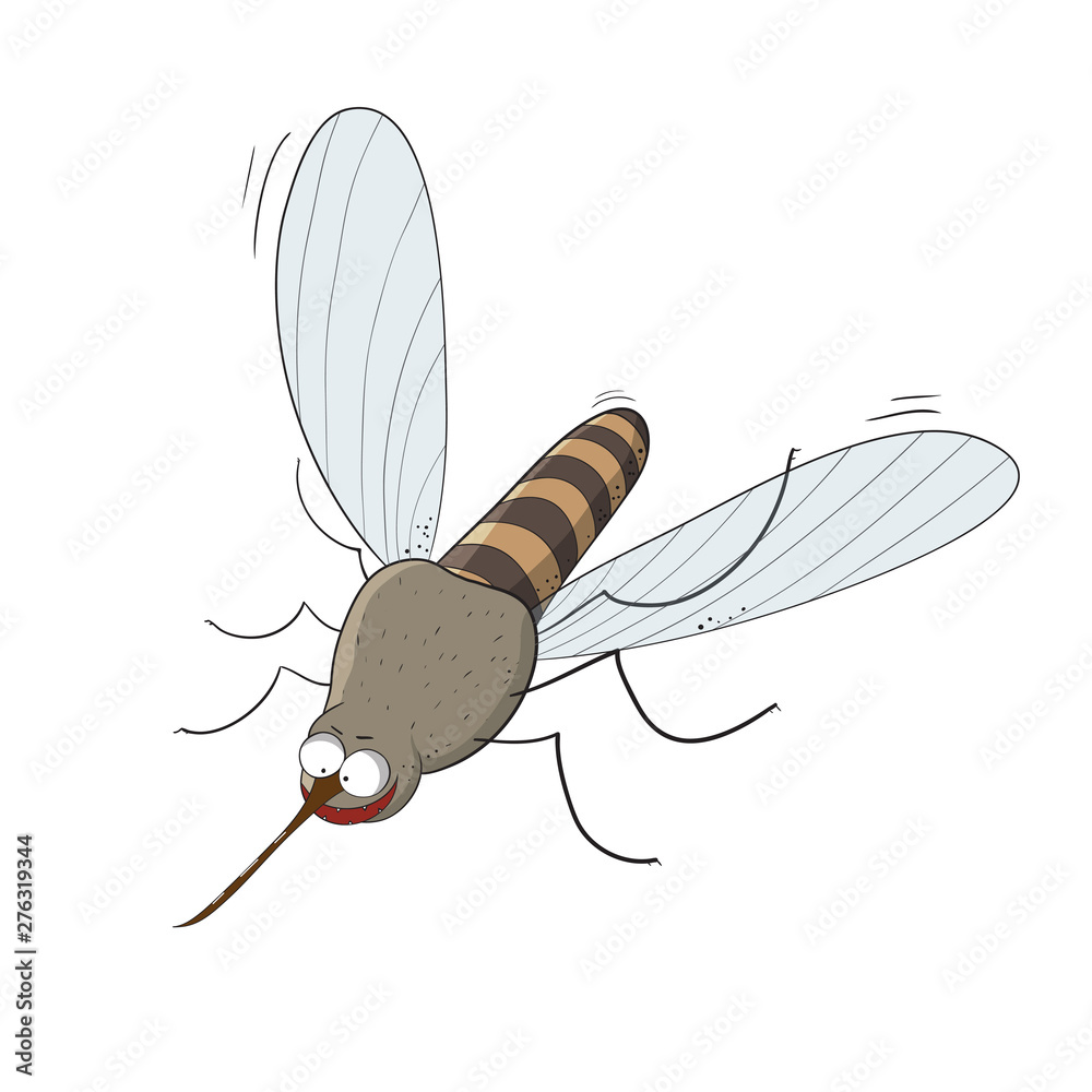 Cartoon vector illustration of flying mosquito Stock Vector | Adobe Stock