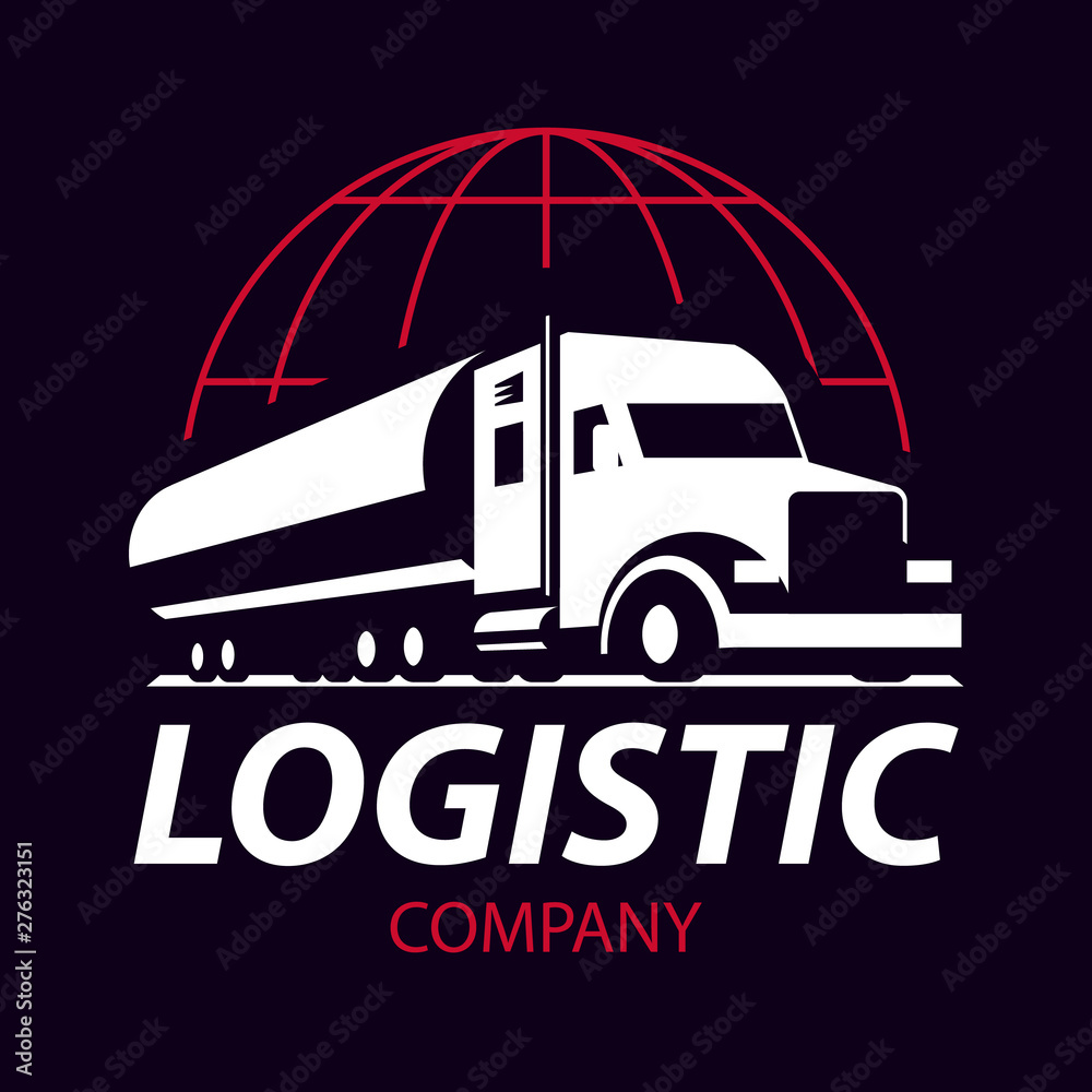 Vector truck logo. Emblem, banner, logotype of the logistics center ...