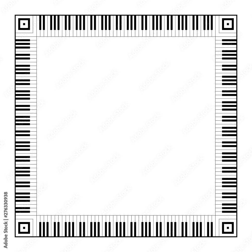 Musical keyboard square frame, made of connected octave patterns ...