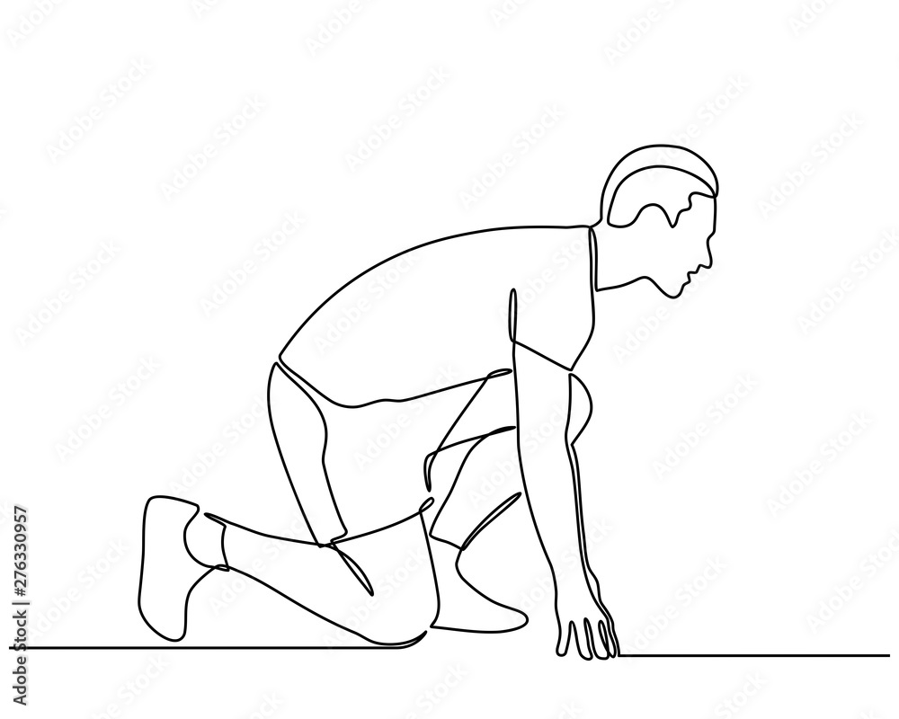 Continuous line drawing of man running. Art concept of a running man ...