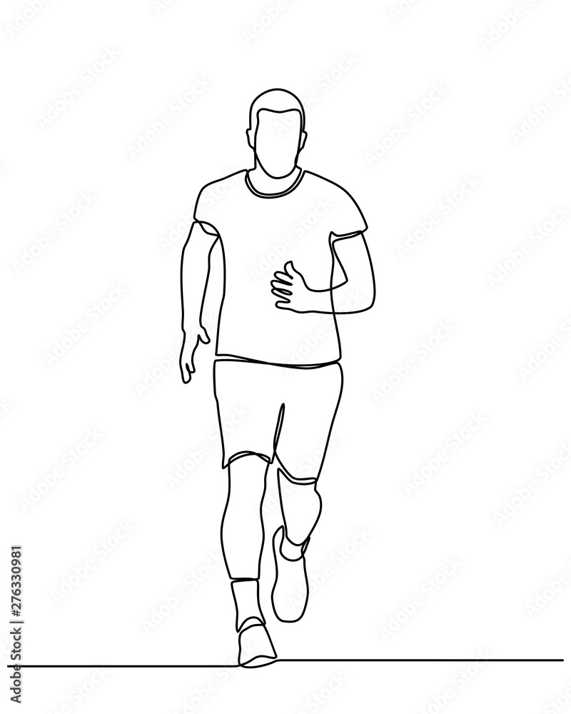 Continuous line drawing of man running. Art concept of a running man ...