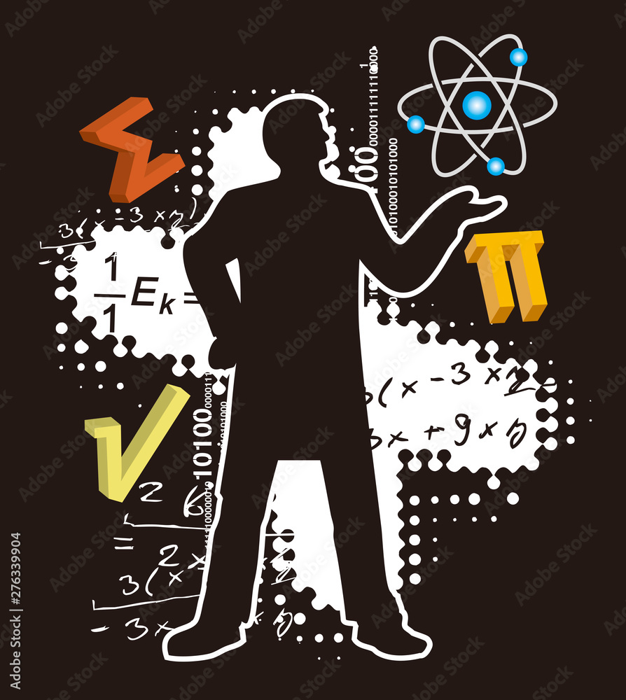 Teacher of Math and Physics. Illustration of male silhouette with ...