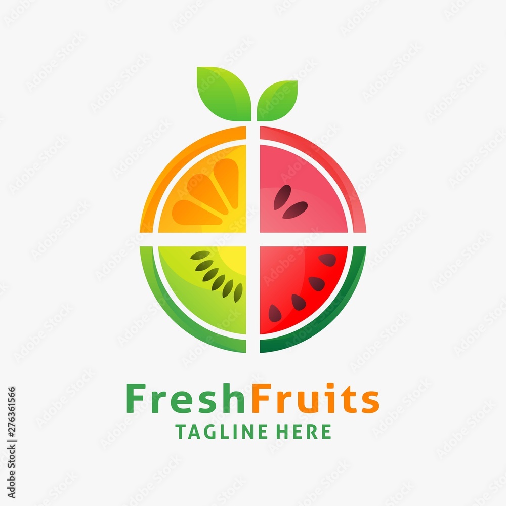 Fresh fruits logo design Stock Vector | Adobe Stock
