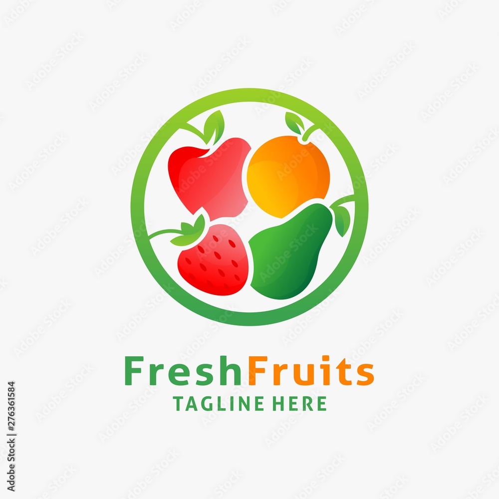 Fresh fruits logo design Stock Vector | Adobe Stock