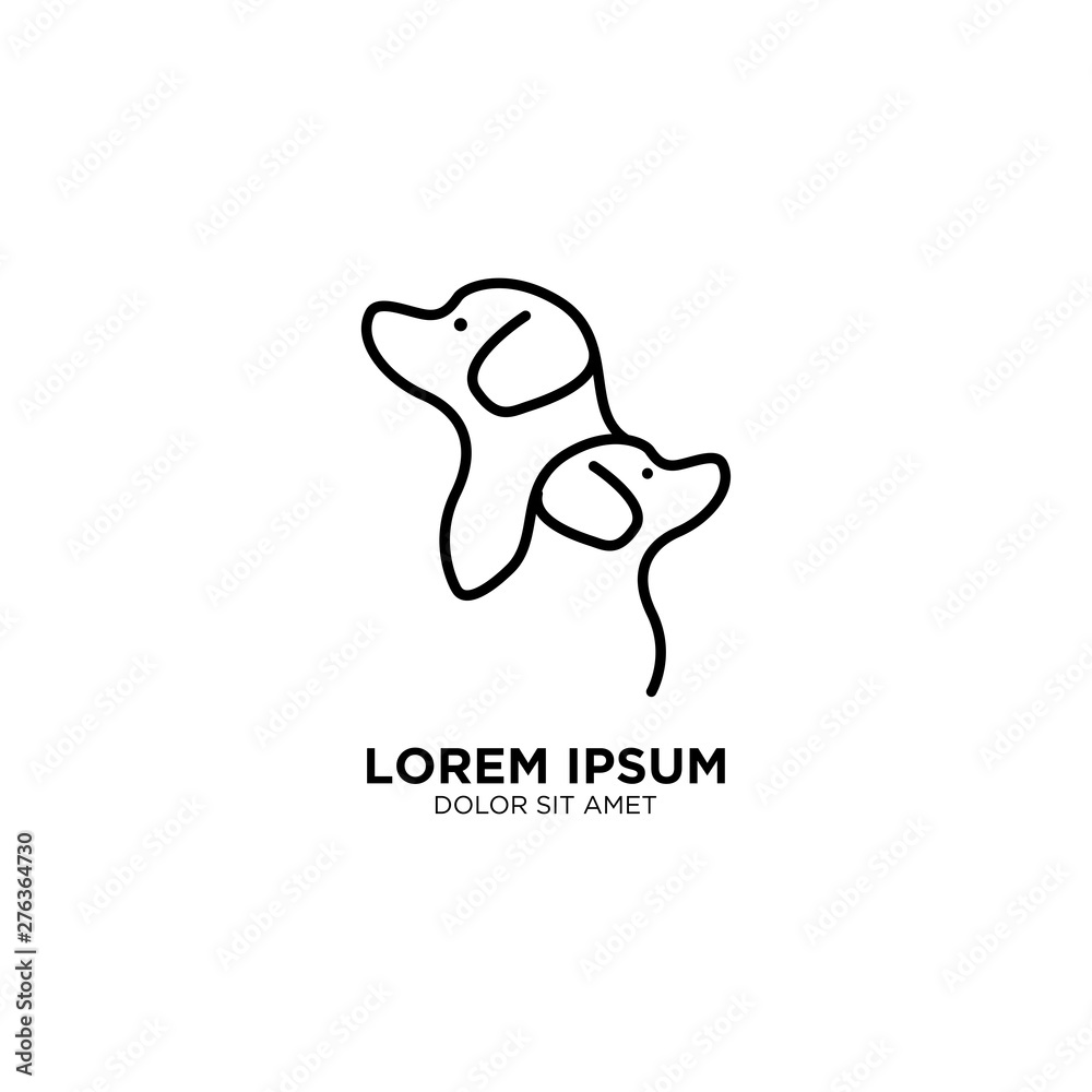 Two dog Logo vector icon line art outline Stock Vector | Adobe Stock