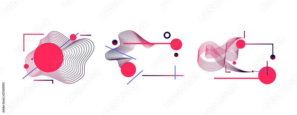 Abstract geometric shapes set. Wavy and straight lines, sticks, angles ...