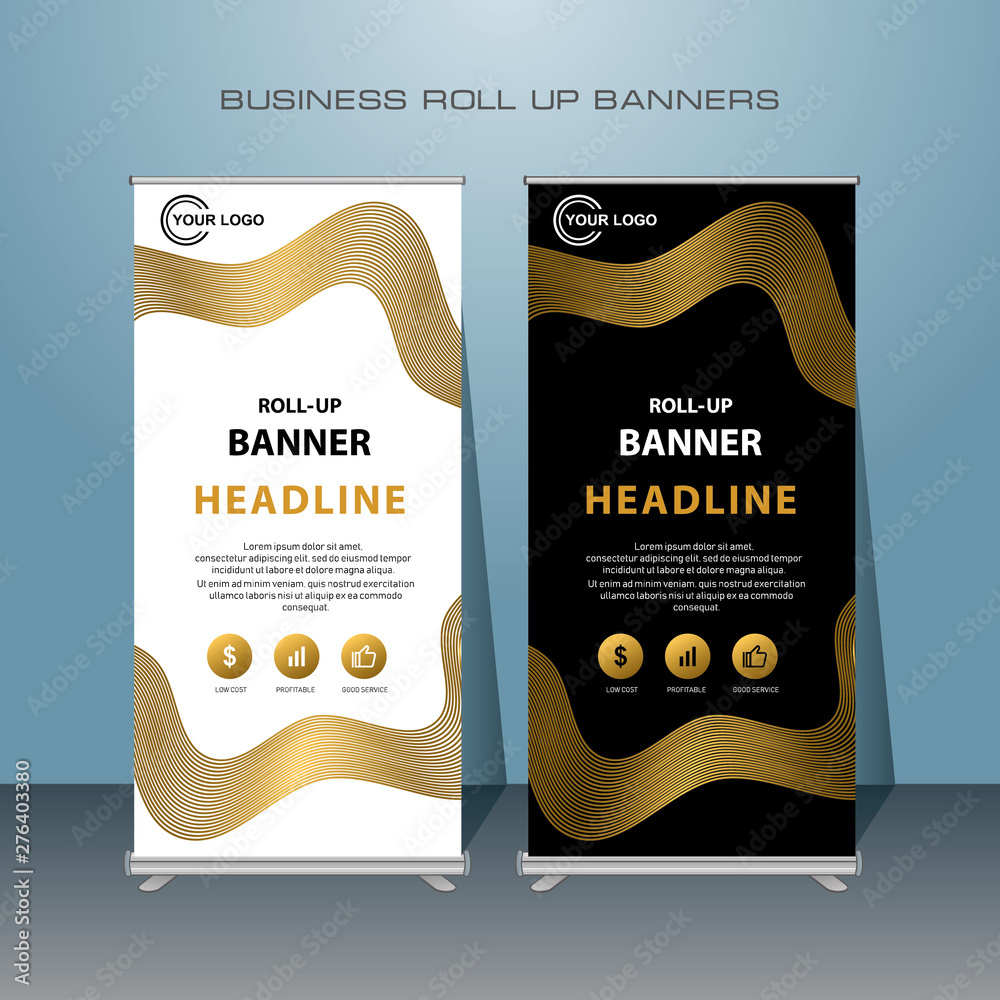 Gold Abstract Shapes Modern Exhibition Advertising Trend Business Roll ...
