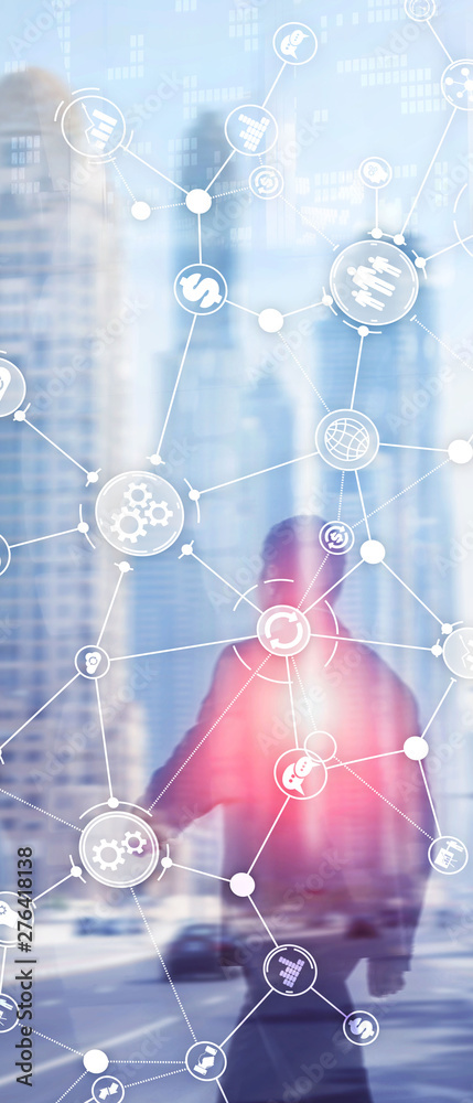 Vertical Panorama Banner. Business process structure industrial ...