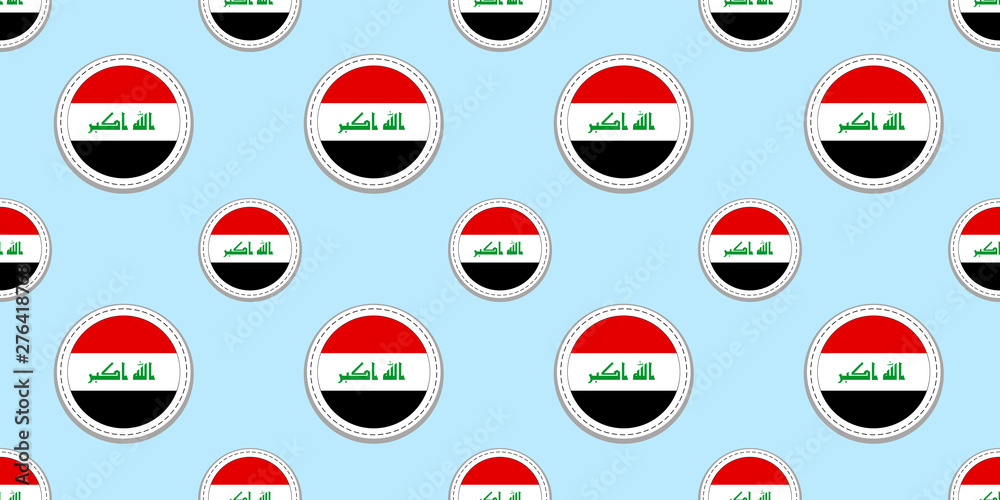 Iraq round flag seamless pattern. Iraqi background. Vector circle icons ...