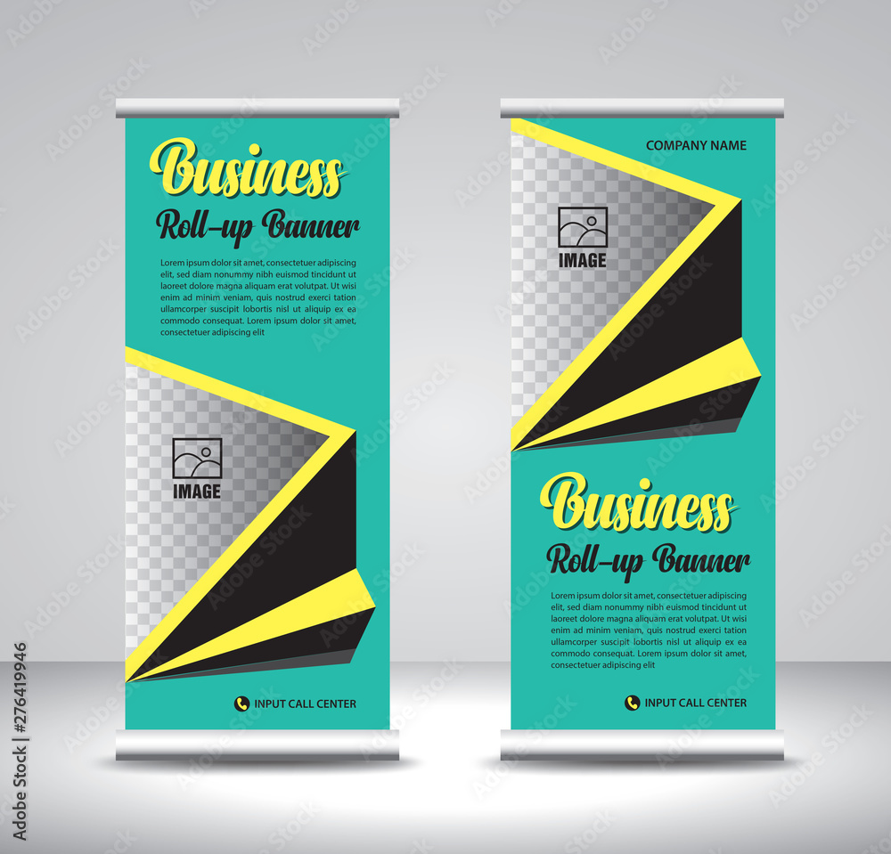 Green Roll up banner template vector, banner, stand, exhibition design ...