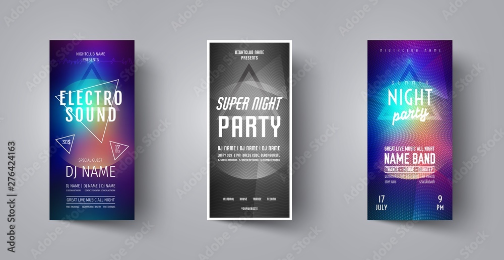 Flyer or Poster for music night club party with abstract background ...