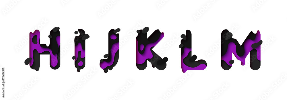 Paper cut letter H, I, J, K, L, M. Design 3d sign isolated on white ...