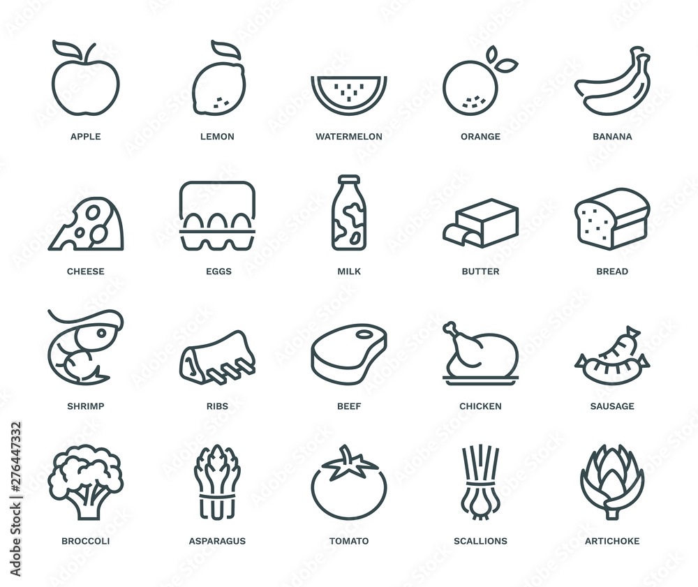 Food Icons, Monoline concept Stock Vector | Adobe Stock