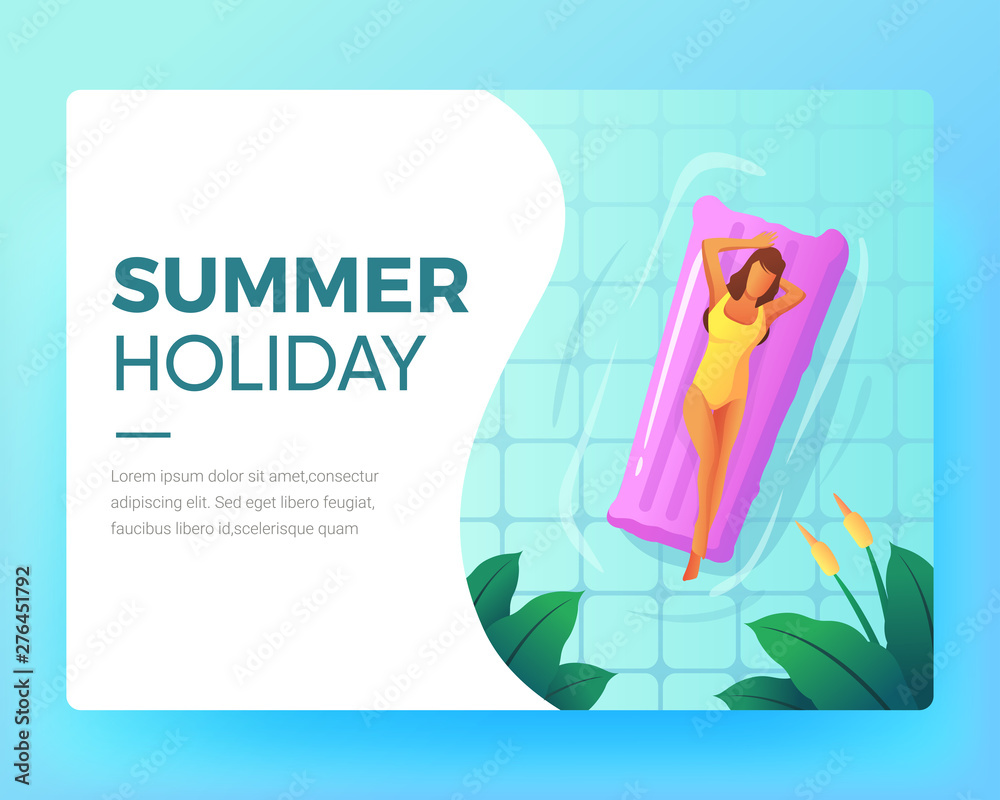 women relax in the pool. woman is swimming. Vector Cartoon Illustration ...