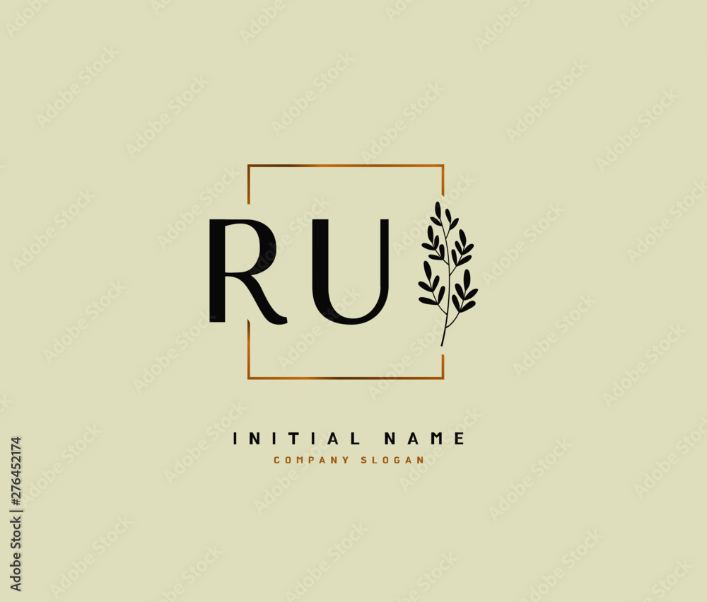 R U RU Beauty vector initial logo, handwriting logo of initial ...