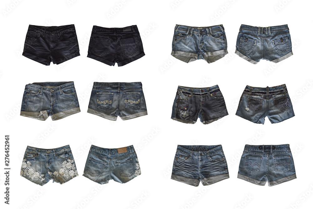 Denim shorts for female isolated on white background, with clipping ...