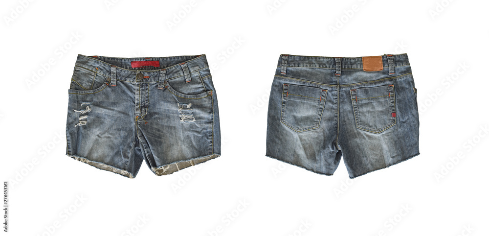 Denim shorts for female isolated on white background, with clipping ...