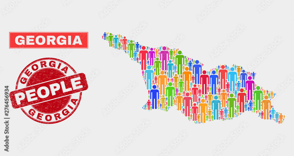 Demographic Georgia map abstraction. People bright mosaic Georgia map ...