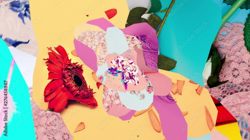 Chaos animation design. Collage mix stylish textures and object. Zine ...