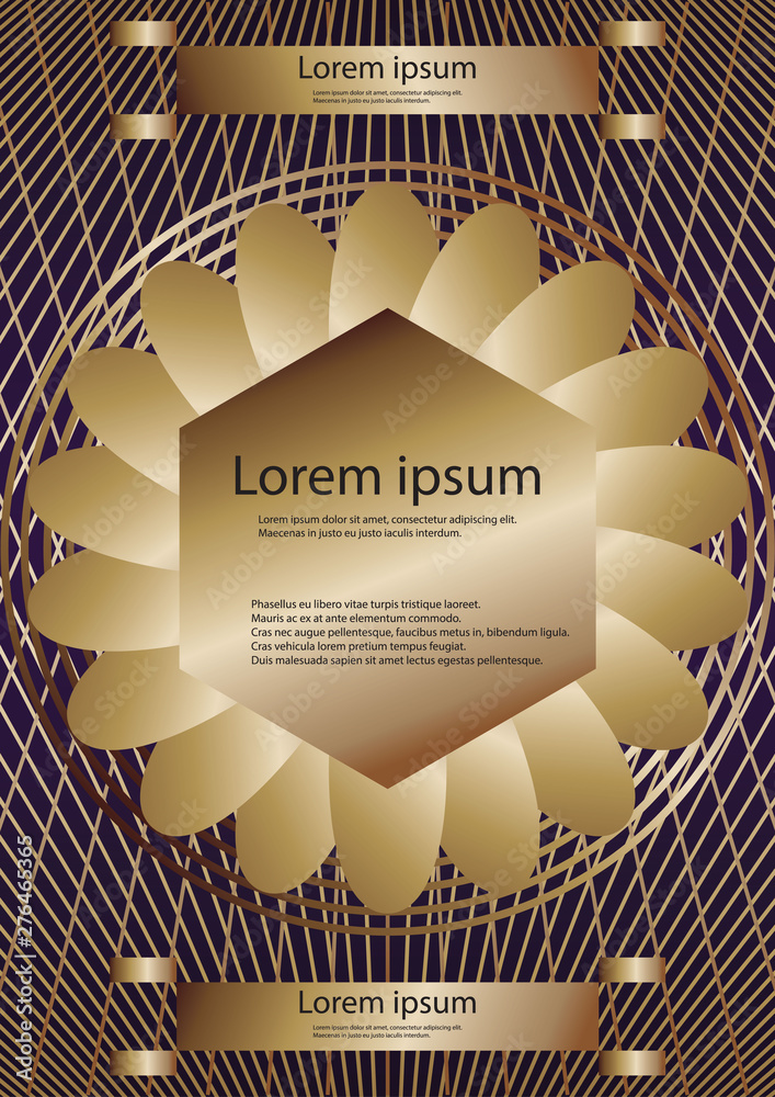 Gold Invitation. Geometric design with yellow gold design. Gold ...