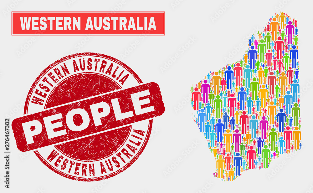 Demographic Western Australia map abstraction. People colorful mosaic ...