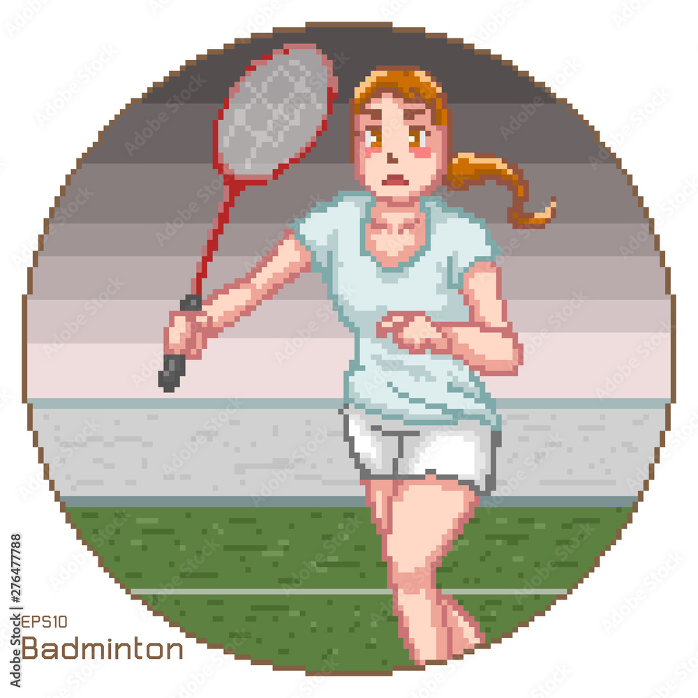 vector pixel art of badminton player Stock Vector | Adobe Stock