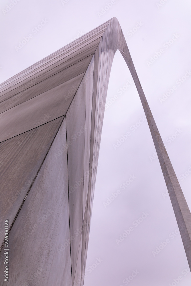 Up close view at St Louis Gateway arch. A curved shape of the Arch ...