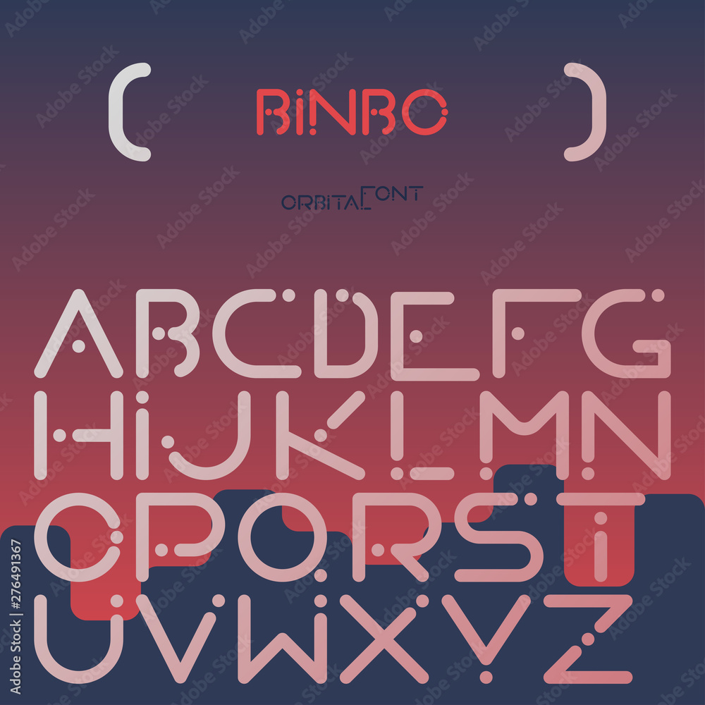 Orbital, futuristic ABC, English alphabet techno font with geometrical ...