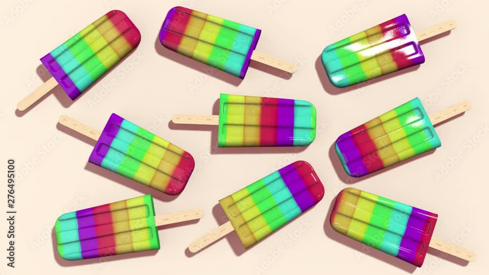 Overhead View of Animated LGBT Colors Popsicles. Alpha Channel Included ...