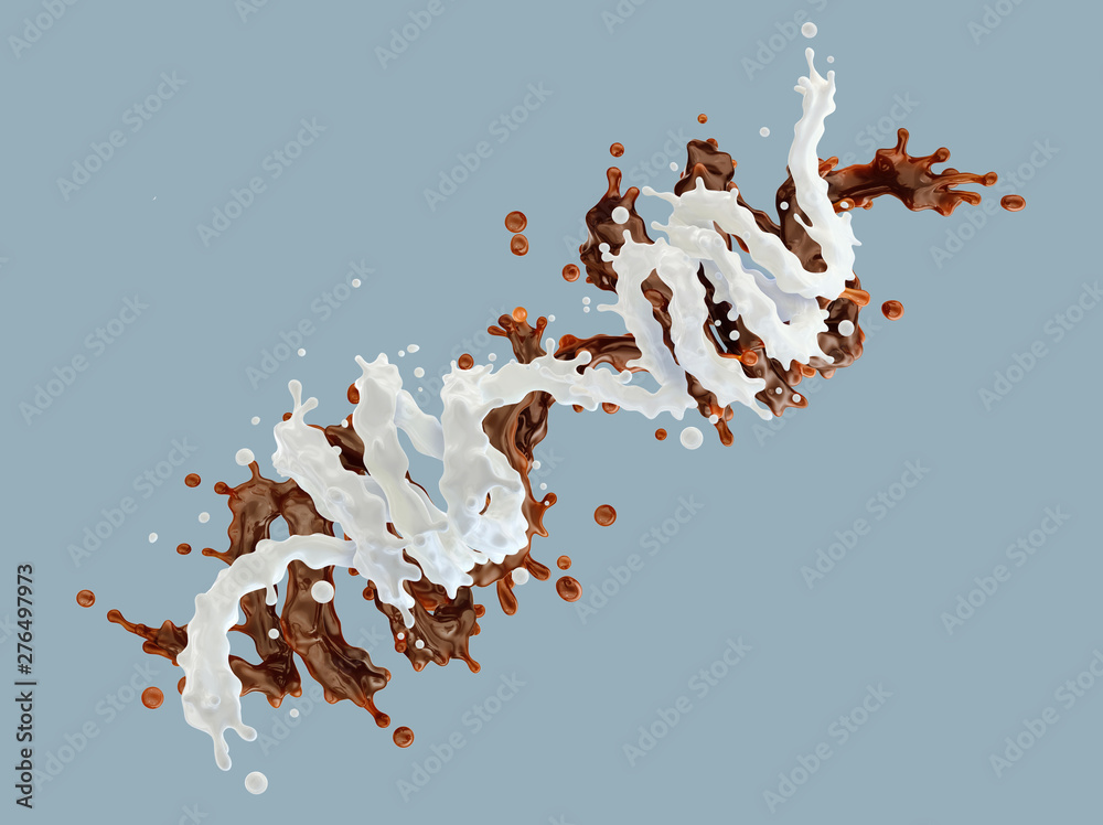 Fresh milk or cream, liquid melted chocolate or chocolate sauce 3D ...