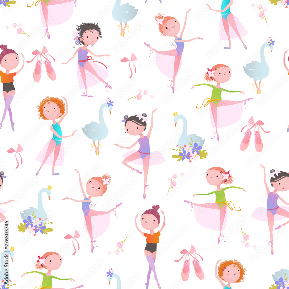 Seamless pattern with ballet dancers. Vector illustration. Stock Vector ...