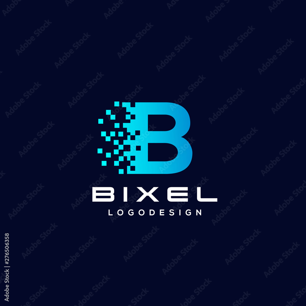 Letter B Pixel technology logo design template Stock Vector | Adobe Stock