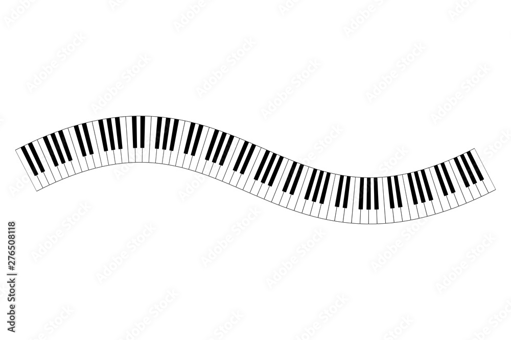 Musical keyboard wave, constructed from octave patterns, black and ...
