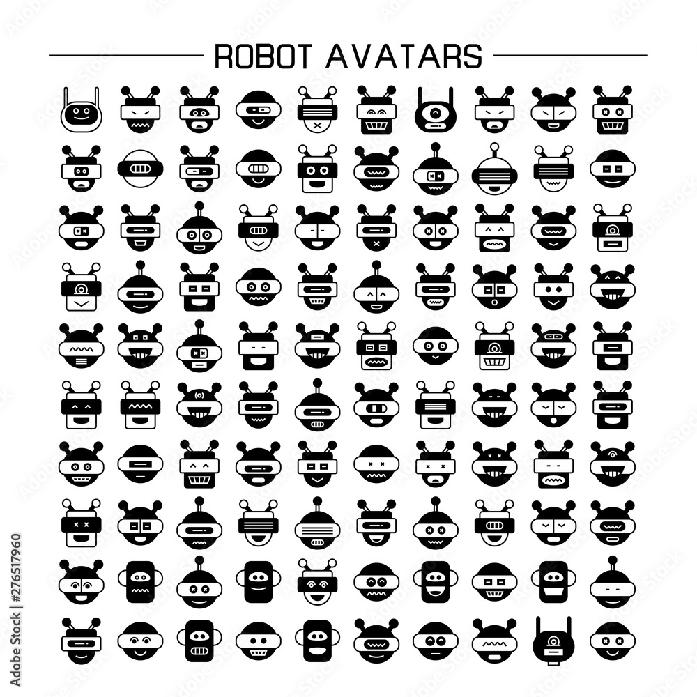 vector set of robot avatar icons Stock Vector | Adobe Stock