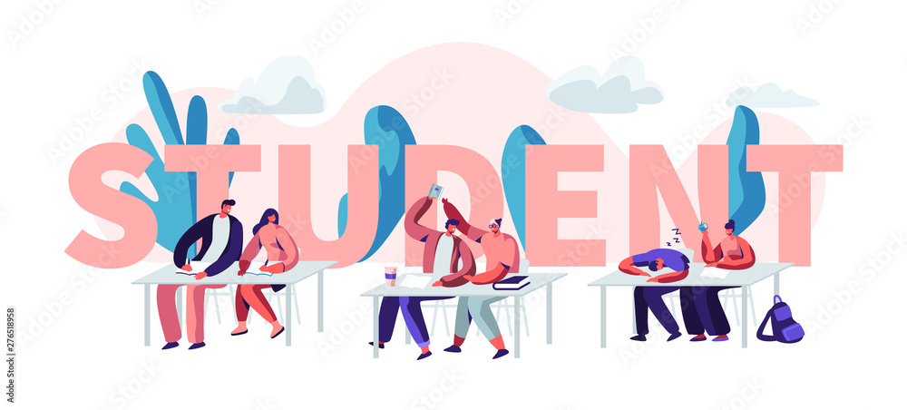 Students Sitting at Desks Visiting Lecture in University Concept ...