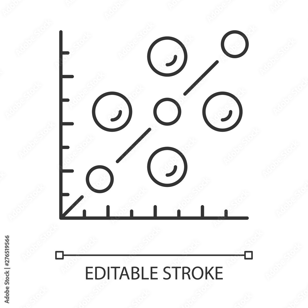 Scatter plot linear icon. Scattergram. Mathematical diagram. Chart on ...