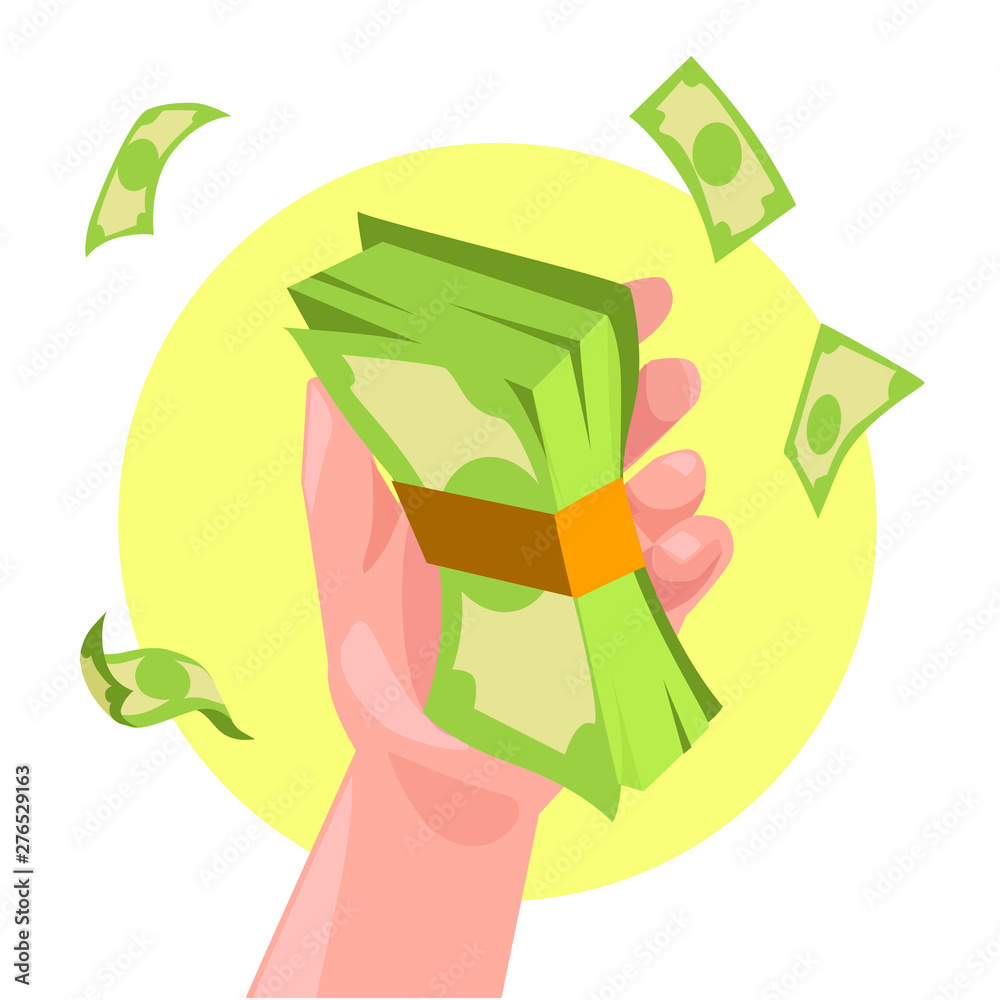 Hand holding money. Symbol of wealth, success and good luck. Bank and ...