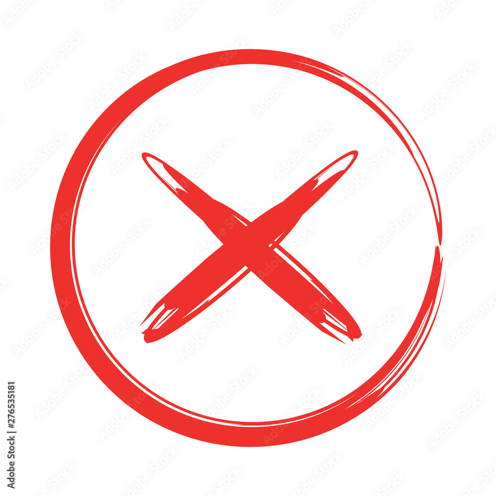 wrong mark red hand drawn sketch line vector Stock Vector | Adobe Stock