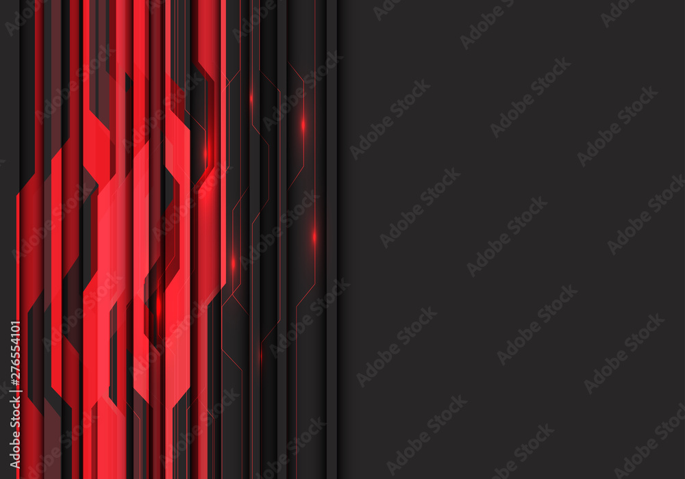 Abstract Red Circuit Light With Dark Grey Blank Space Design Modern Futuristic Background Vector